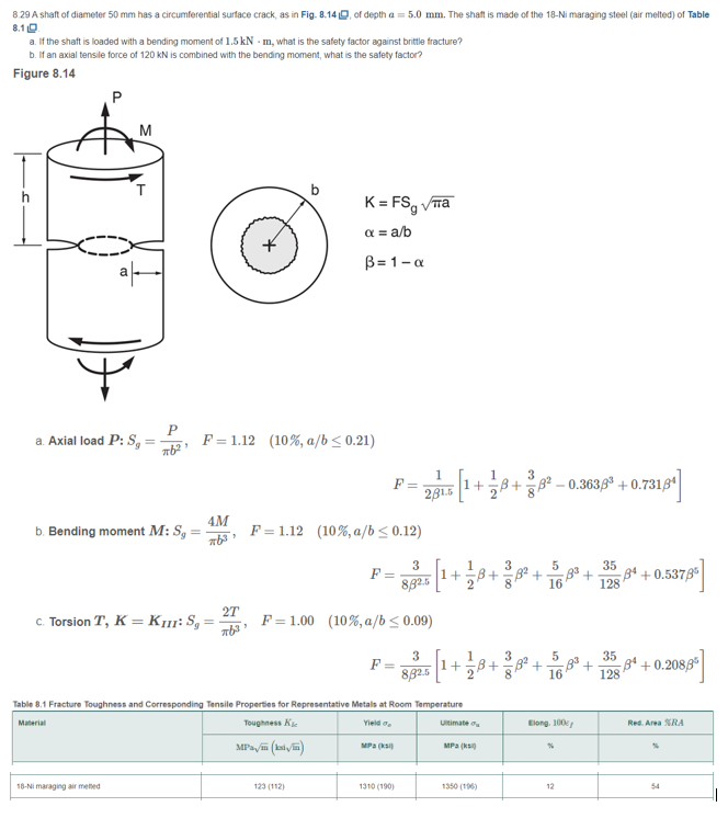 Solved 8 29 A shaft of diameter 50 mm has a circumferential | Chegg.com