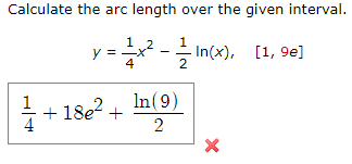 Solved Calculate the arc length over the given interval. y = | Chegg.com