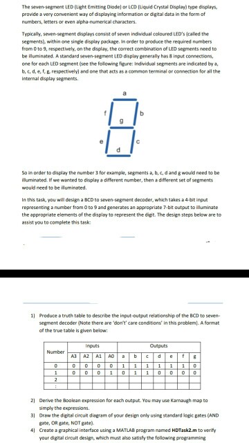 Solved The seven-segment LED Qight Emitting Diode) or LCD | Chegg.com