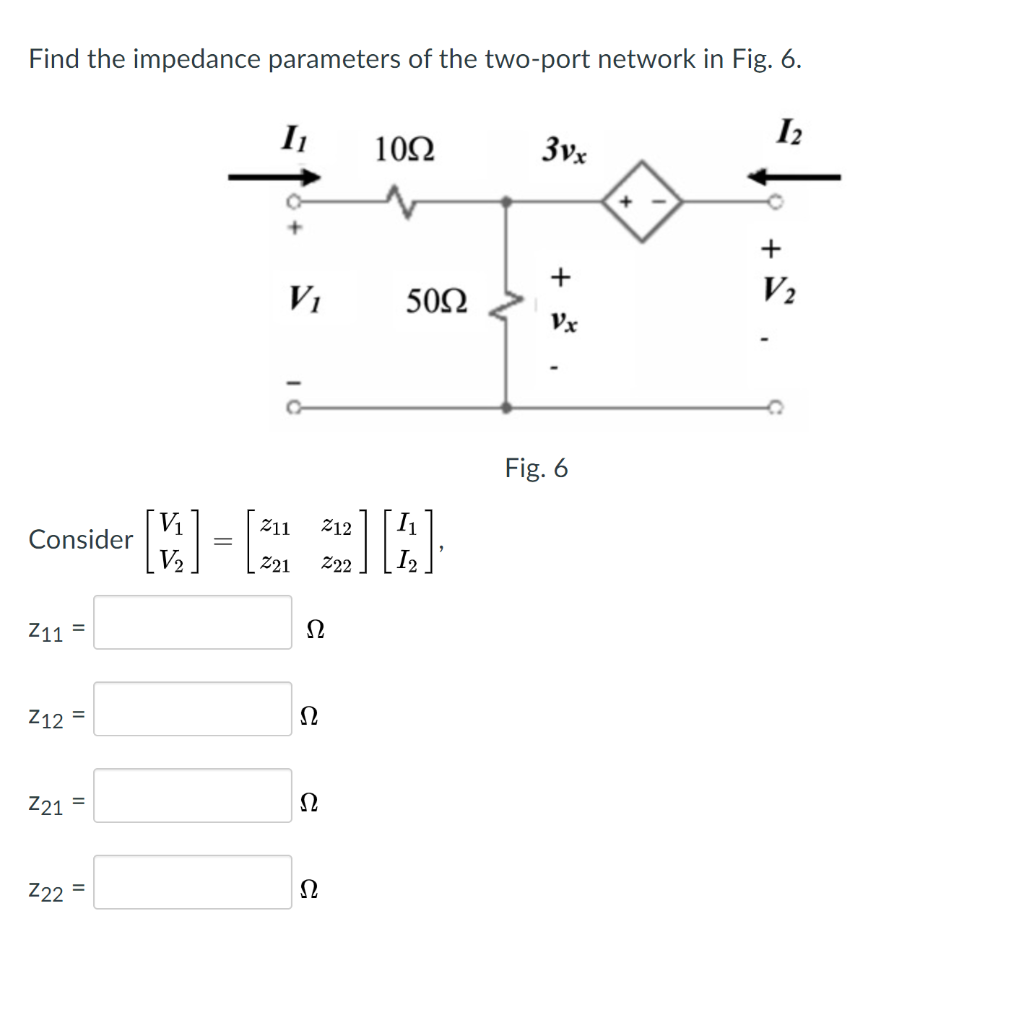 Solved Find the impedance parameters of the two-port network | Chegg.com