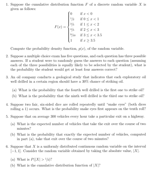 Solved Suppose the cumulative distribution function F of a | Chegg.com