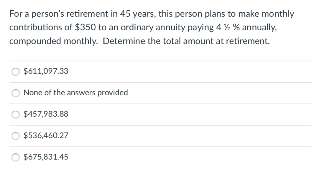 Solved For a person's retirement in 45 years, this person | Chegg.com