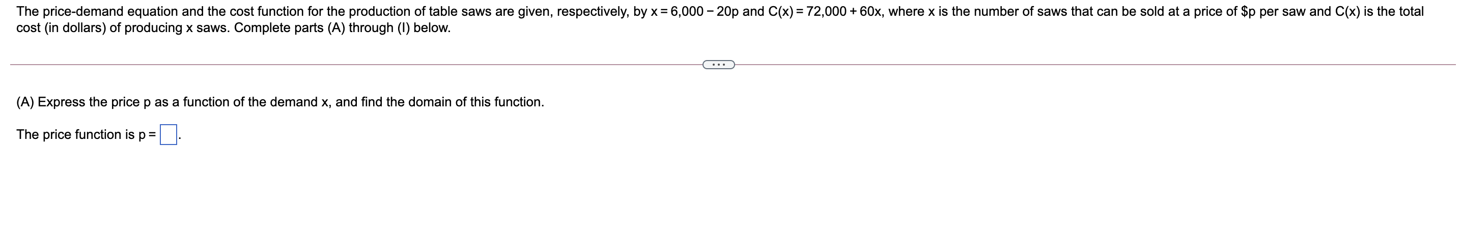 Solved The Price Demand Equation And The Cost Function For
