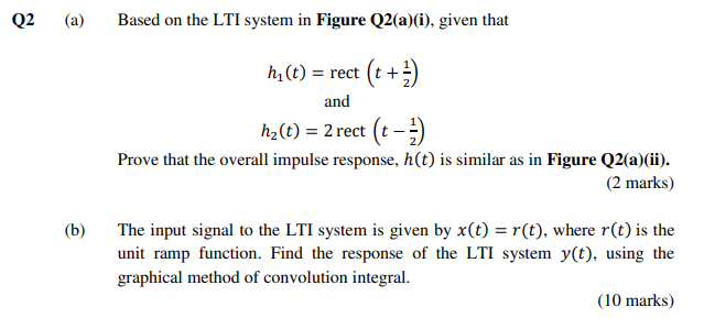 Solved ht) hit) x(t) + ut halt) Figure Q2(a)(i) ht) 2 1 t -1 | Chegg.com