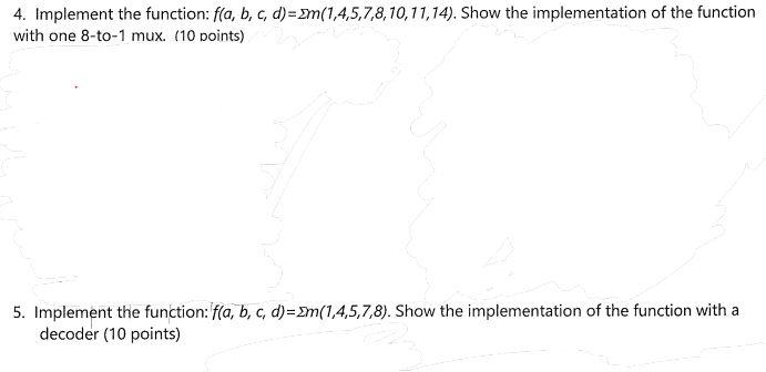 Solved 4. Implement the function: f(a, b, c, d)= | Chegg.com