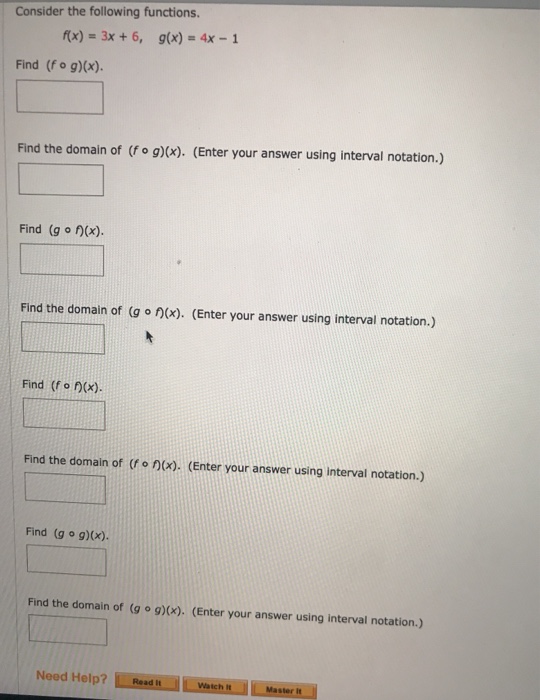 Solved Consider the following functions rx) = 3x + 6, g(x) = | Chegg.com