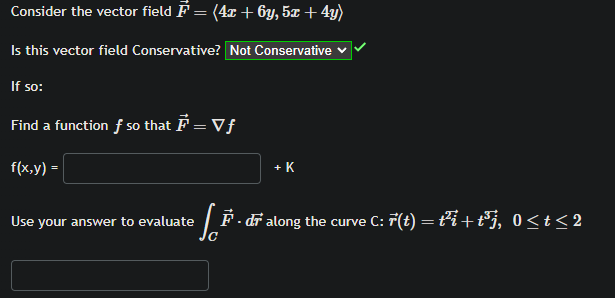 Solved Consider the vector field vec(F)=(:4x+6y,5x+4y:)Is | Chegg.com