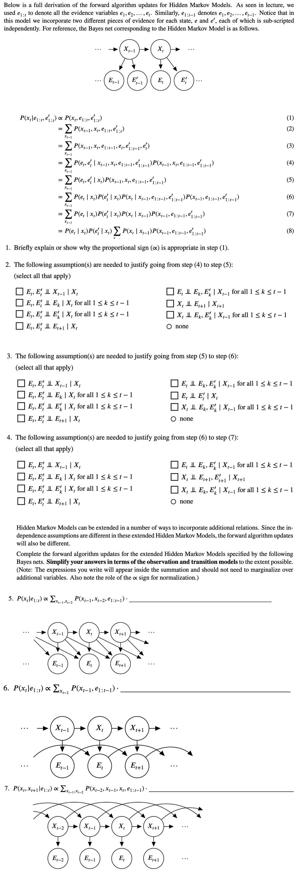 Below is a full derivation of the forward algorithm | Chegg.com