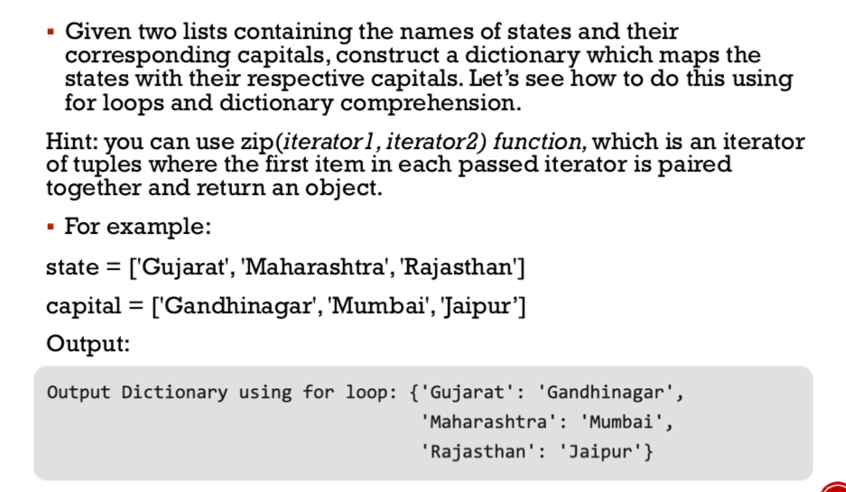 Solved Given two lists containing the names of states and | Chegg.com