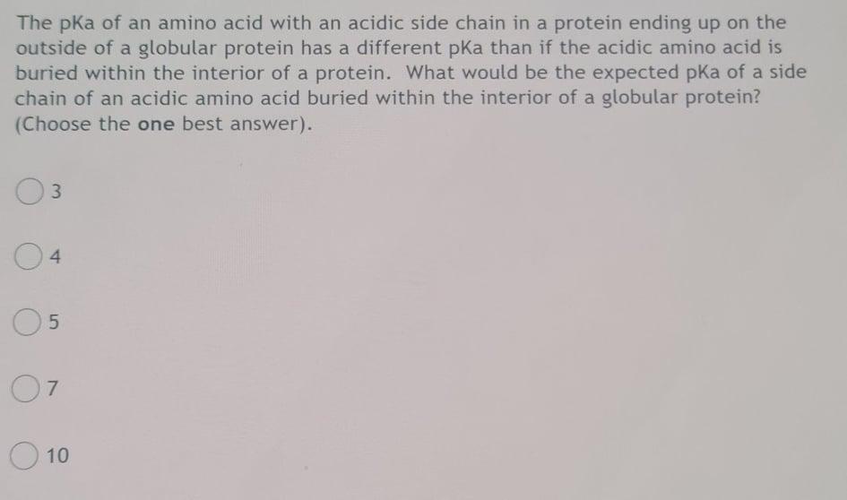 Solved The pka of an amino acid with an acidic side chain in | Chegg.com