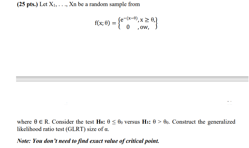 Solved (25 pts.) Let X1,…,Xn be a random sample from | Chegg.com