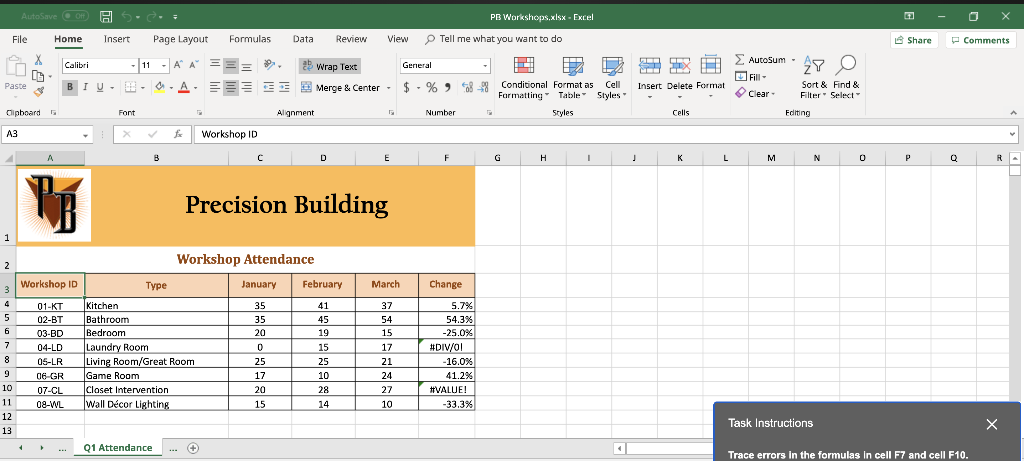 Solved AutoSave OH C PB Workshops.xlsx - Excel File Home | Chegg.com