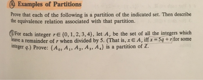 Solved Examples of Partitions Prove that each of the | Chegg.com