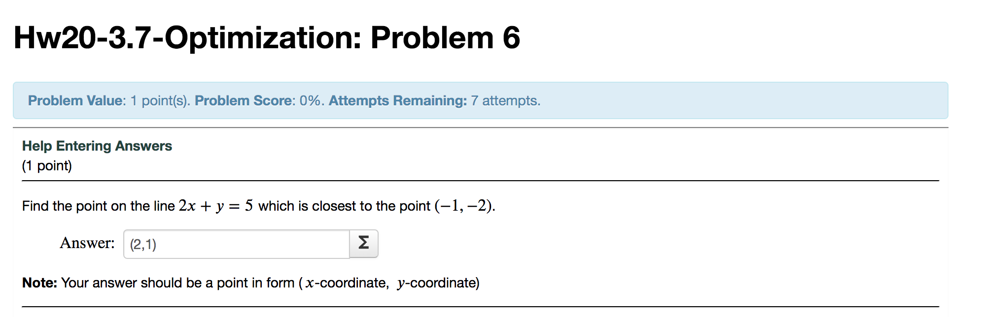 Solved Hw20-3.7-Optimization: Problem 6 Problem Value: 1 | Chegg.com