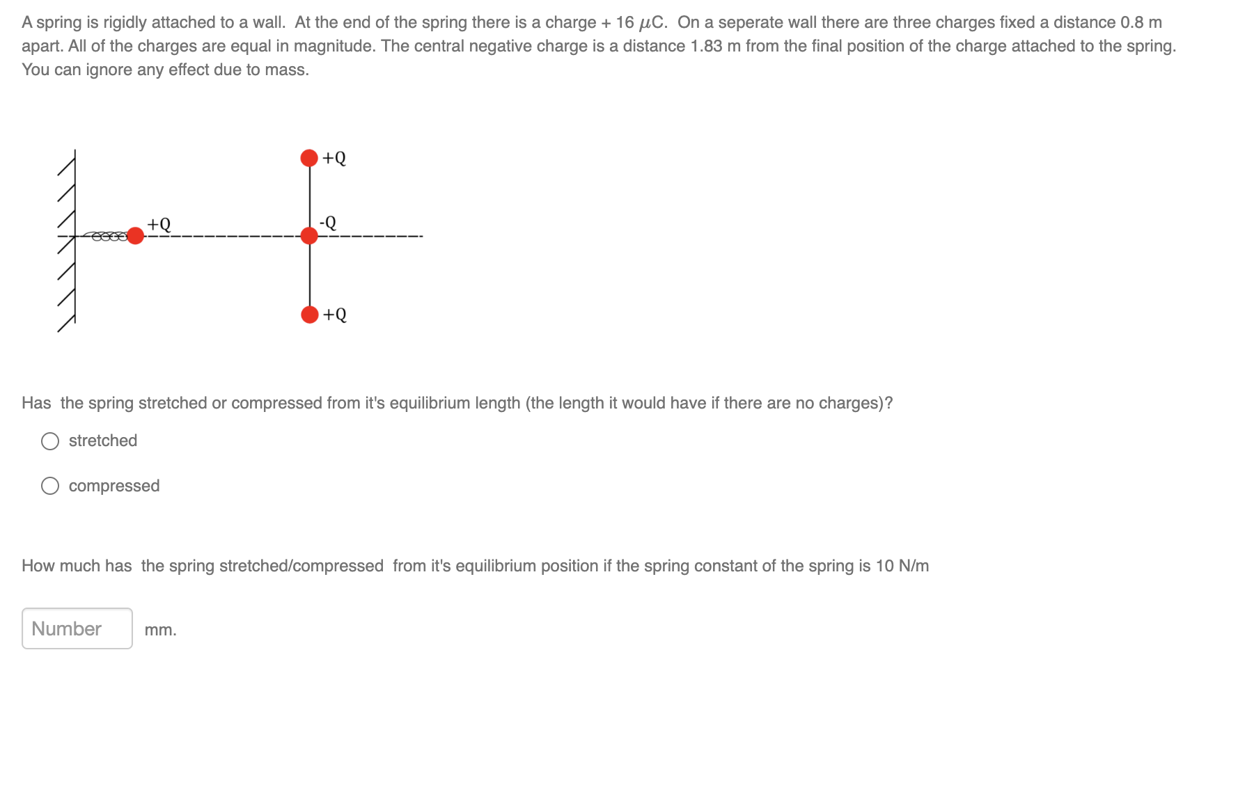 Solved A spring is rigidly attached to a wall. At the end of | Chegg.com