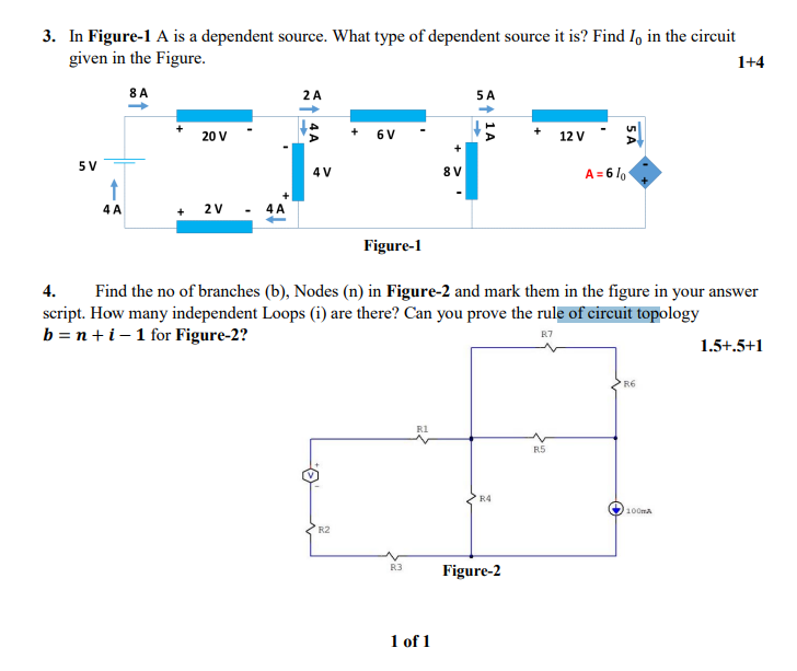 Solved 3. In Figure-1 A is a dependent source. What type of | Chegg.com