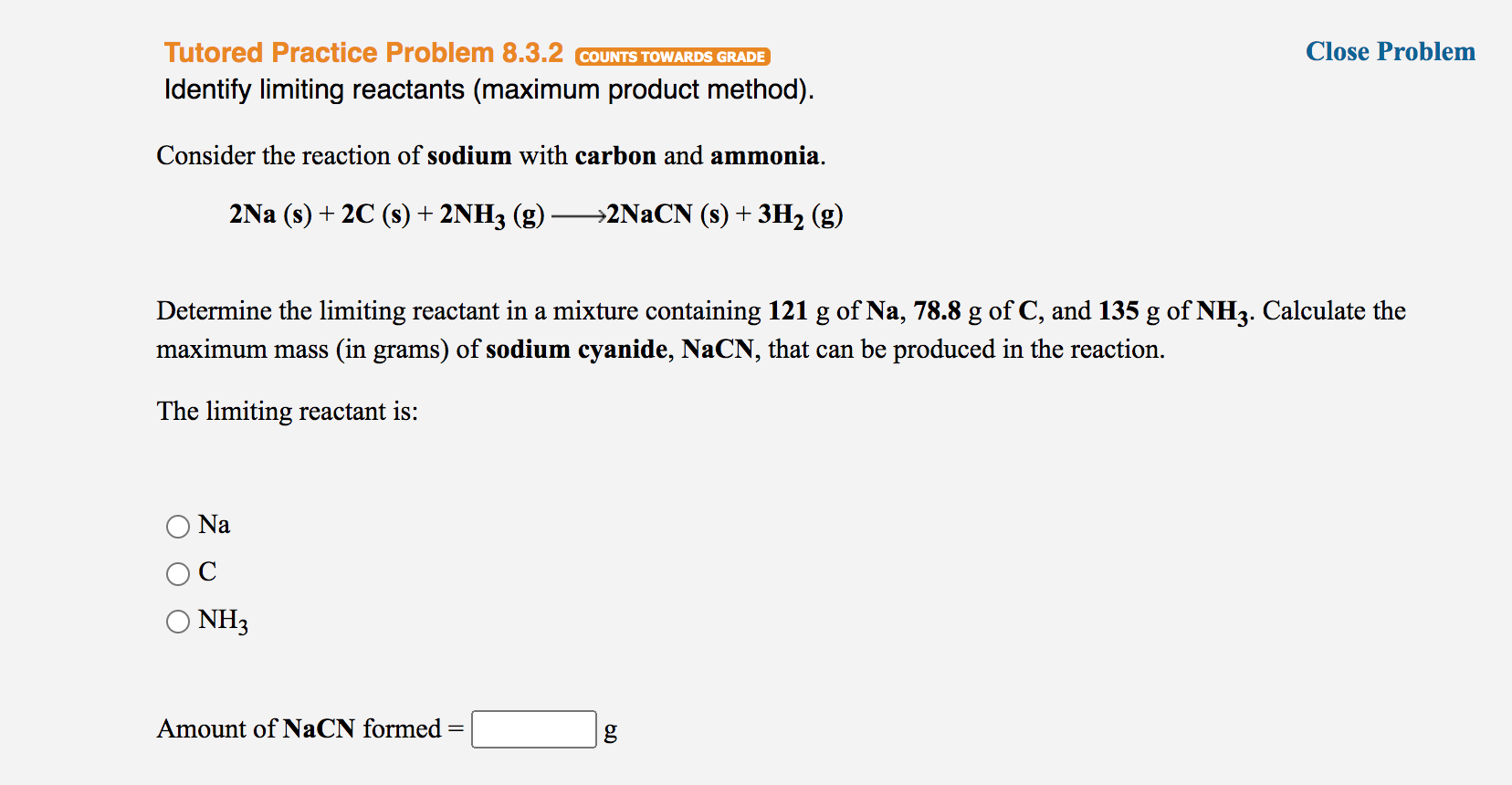 Solved Close Problem Tutored Practice Problem 8.3.2 COUNTS | Chegg.com