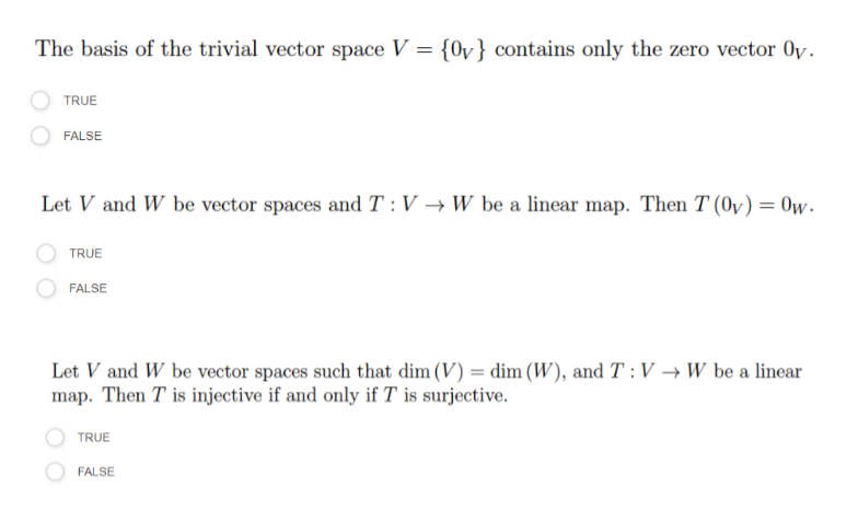Solved The basis of the trivial vector space V = {Ov} | Chegg.com