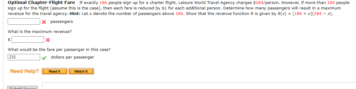 Solved Optimal Chapter-Flight Fare If exactly 186 people | Chegg.com
