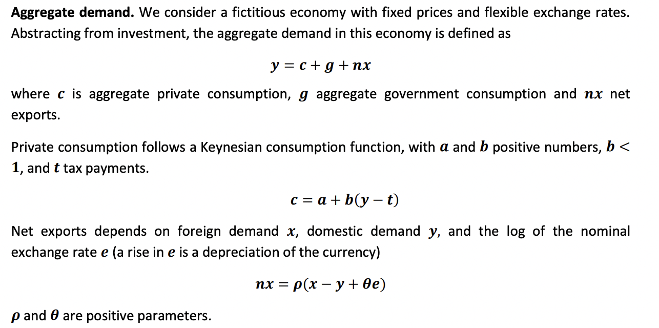Solved Aggregate demand. We consider a fictitious economy | Chegg.com