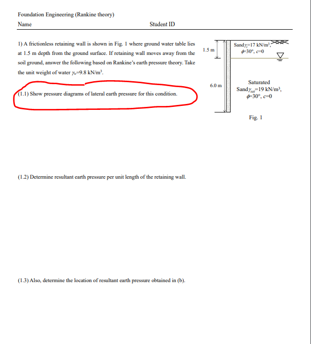Solved Foundation Engineering (Rankine theory)NàméStudent | Chegg.com
