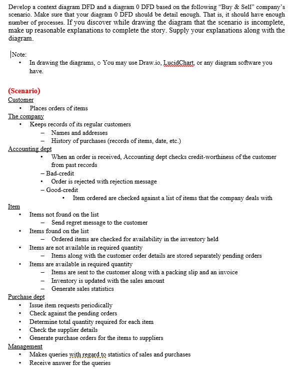 Develop a context diagram DFD and a diagram 0 DFD | Chegg.com