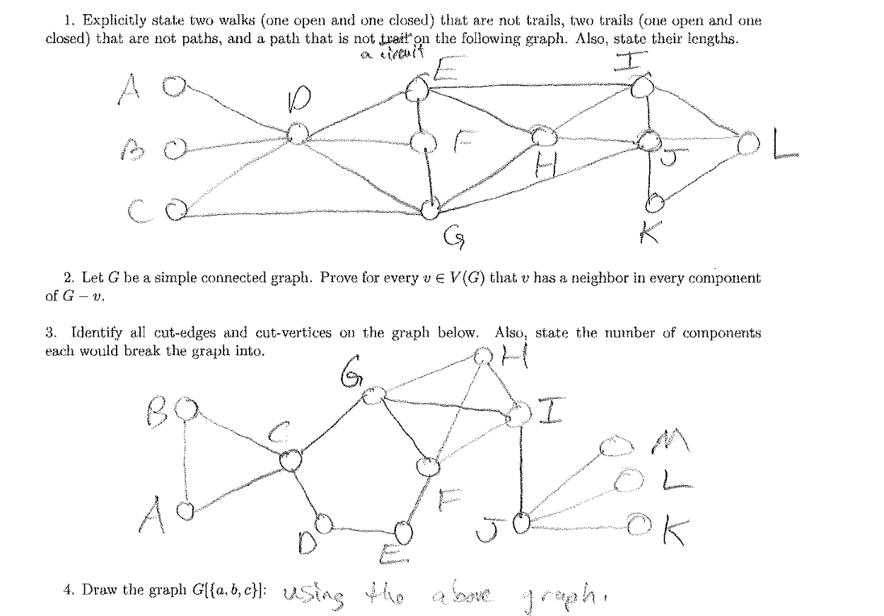 Solved 1. Explicitly statie two walks (one open and one | Chegg.com