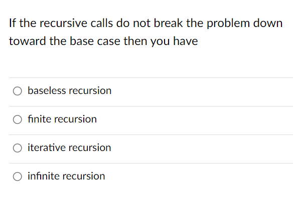 Solved If the recursive calls do not break the problem down | Chegg.com