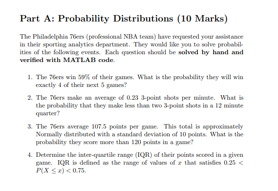 Solved Part A: Probability Distributions (10 Marks) The | Chegg.com