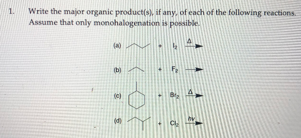 Solved Write the major organic product(s), if any, of each | Chegg.com