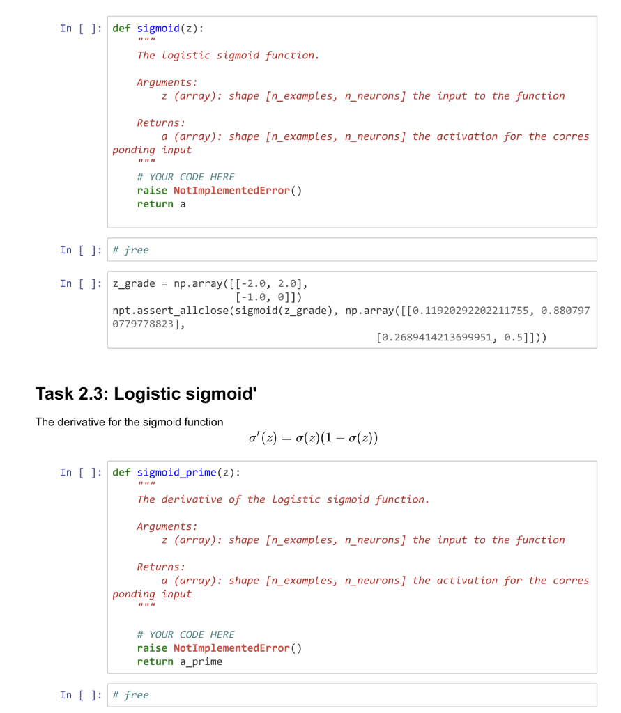 Solved Task 2: Defining activation functions and their | Chegg.com