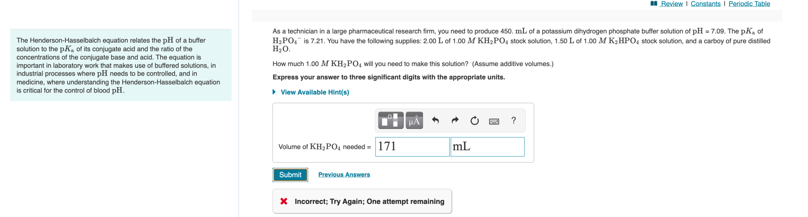 Solved X Incorrect; Try Again; One attempt remaining | Chegg.com