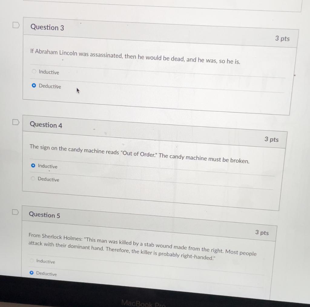 Solved Question 3 3 pts If Abraham Lincoln was assassinated, | Chegg.com