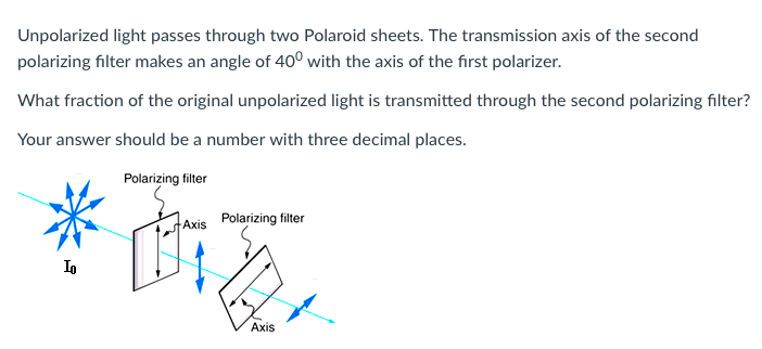 Solved Unpolarized light passes through two Polaroid sheets. | Chegg.com