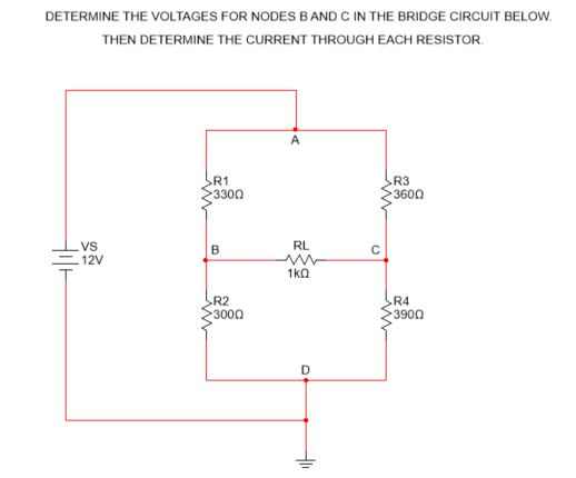 Solved DETERMINE THE VOLTAGES FOR NODES B AND C IN THE | Chegg.com