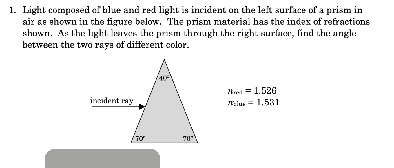 Solved 1. Light composed of blue and red light is incident | Chegg.com