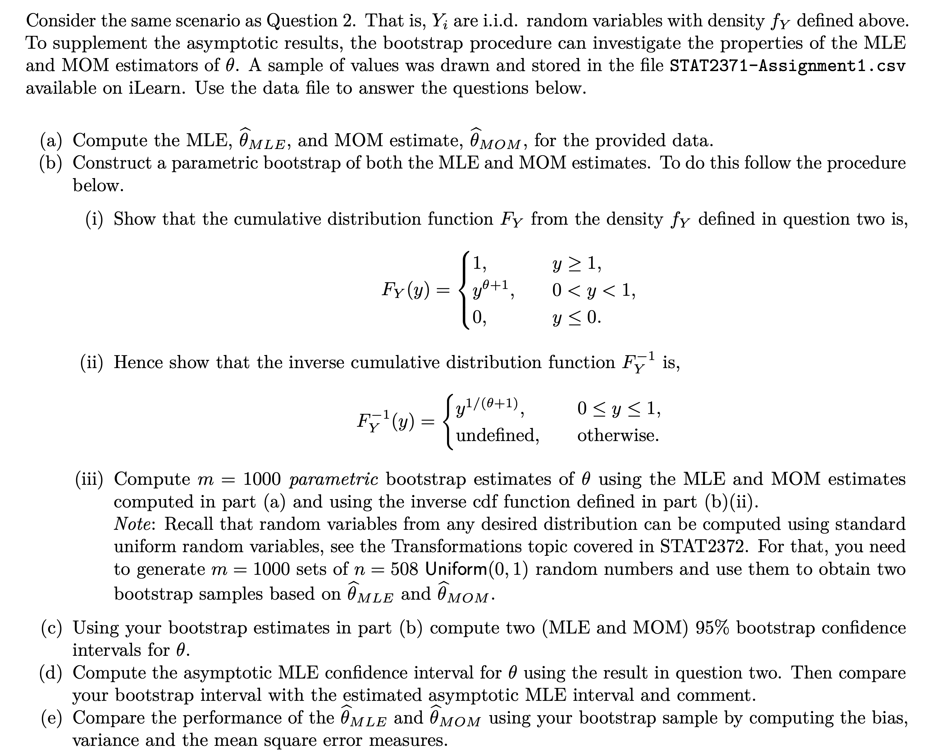 Solved Consider the same scenario as Question 2. That is, Yi | Chegg.com