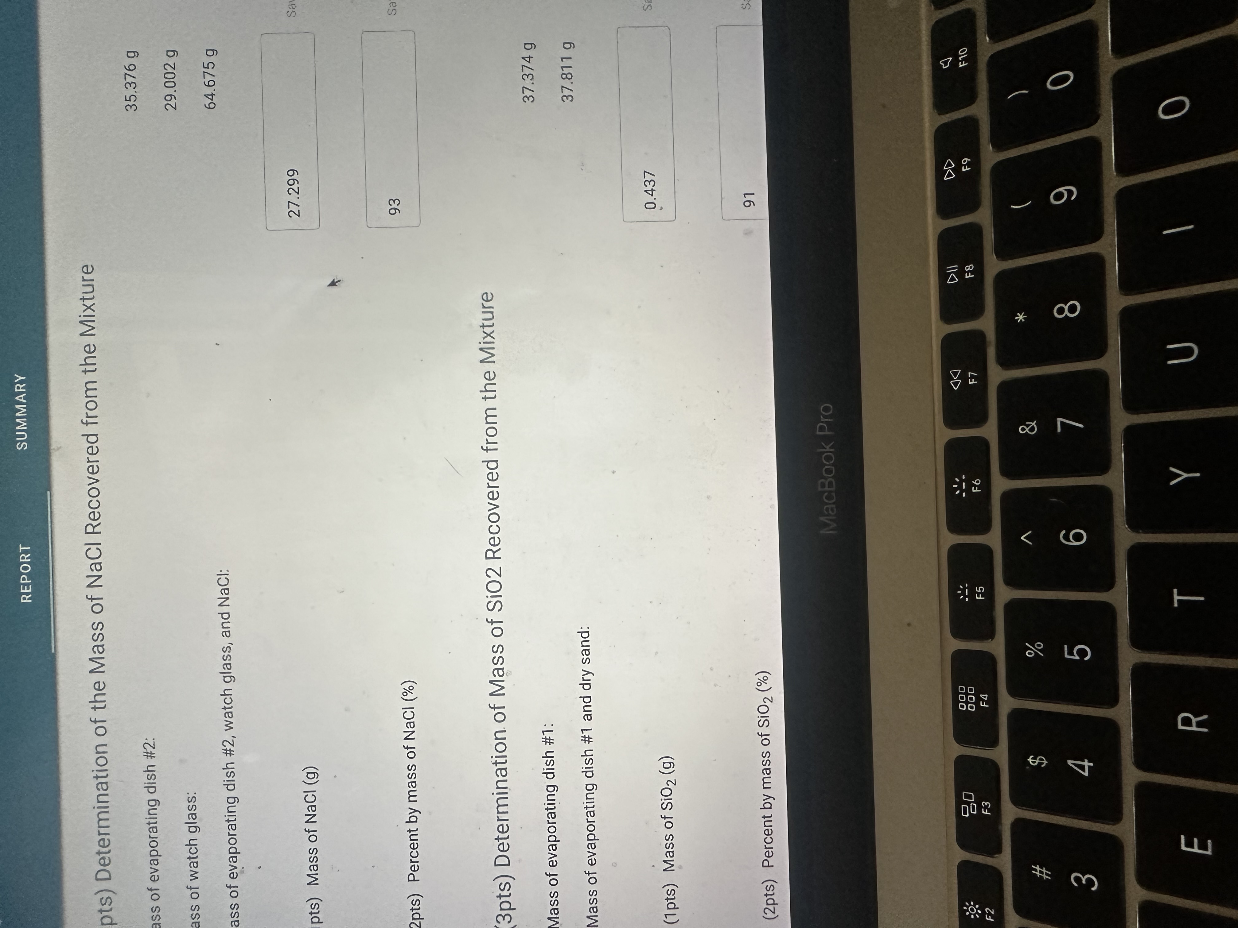 Solved pts) Determination of the Mass of NaCl Recovered from | Chegg.com