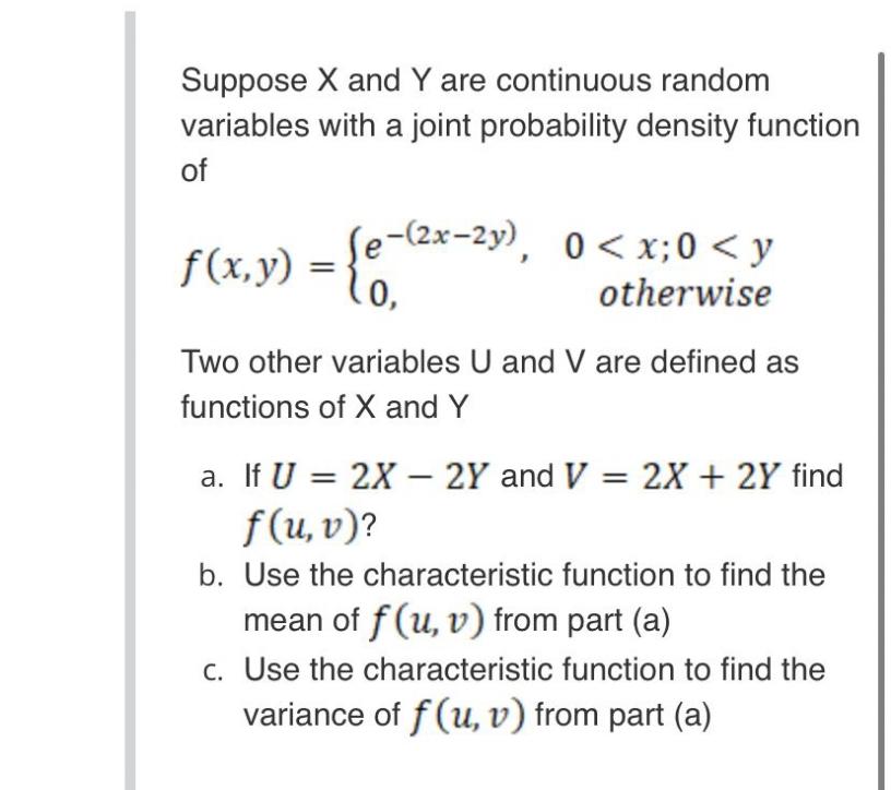 Solved Suppose X and Y are continuous random variables with | Chegg.com