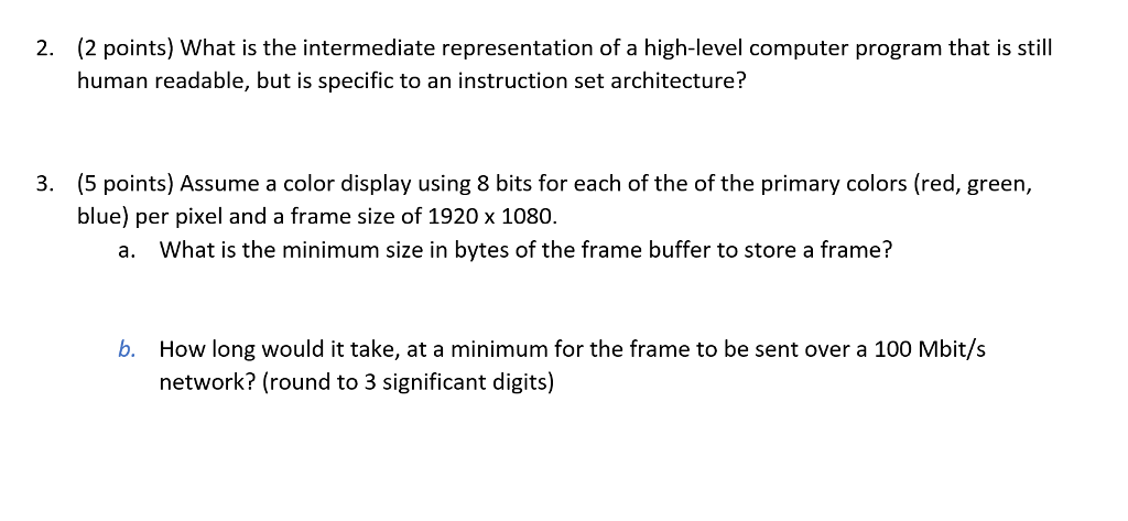 Solved (2 points) What is the intermediate representation of | Chegg.com