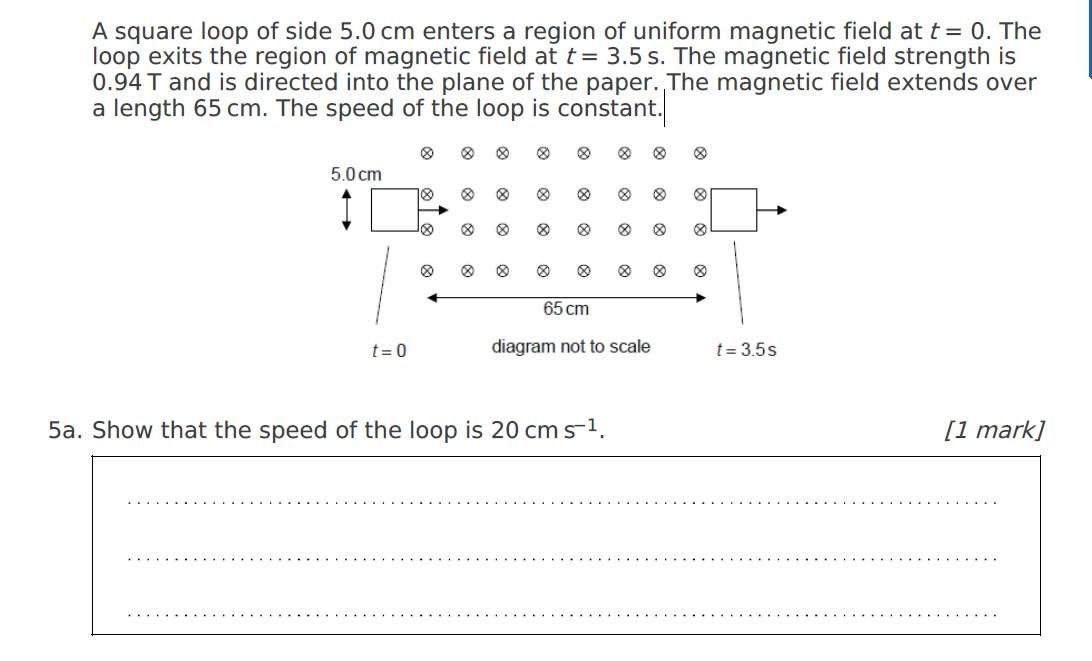 Solved A square loop of side 5.0 cm enters a region of | Chegg.com