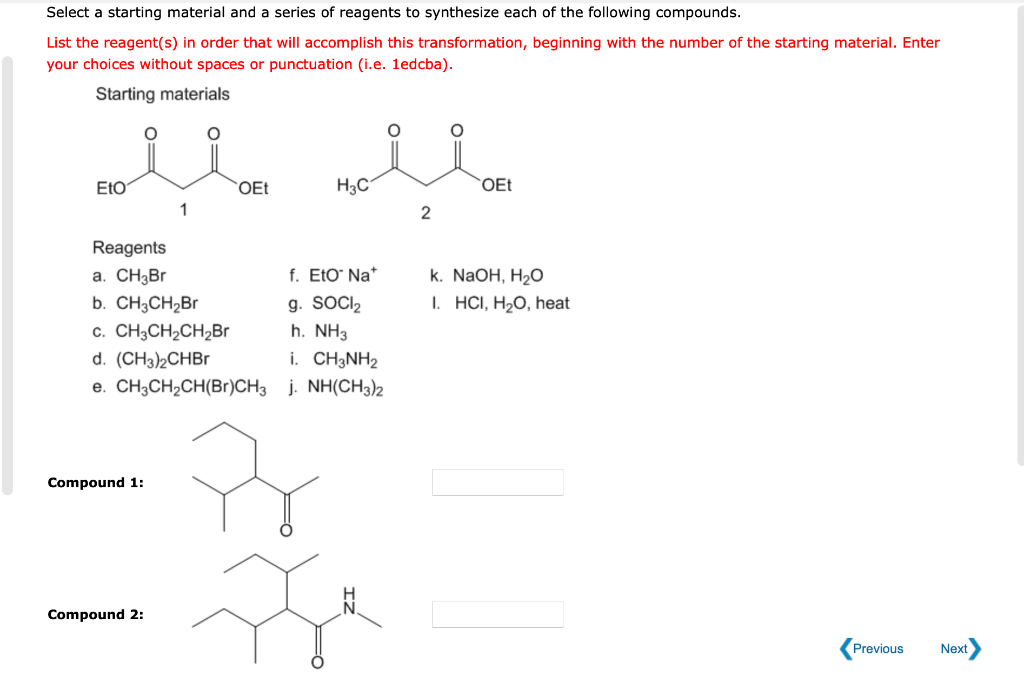 Solved Select a starting material and a series of reagents | Chegg.com