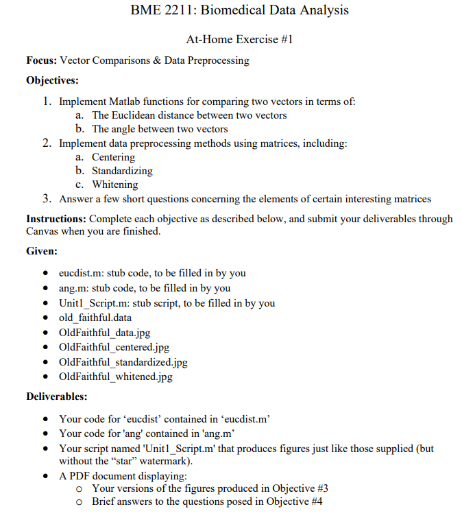 Solved 1. Implement Matlab functions for comparing two | Chegg.com