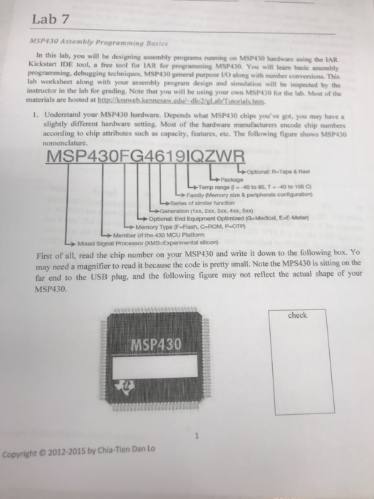 Lab 7 MSP430 Assembly Programming Basics In this lab, | Chegg.com