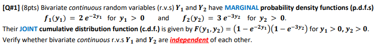Solved [Q\#1] (8pts) Bivariate continuous random variables | Chegg.com
