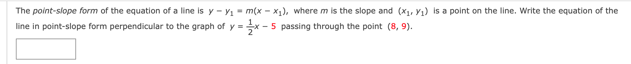 Solved The point-slope form of the equation of a line is | Chegg.com