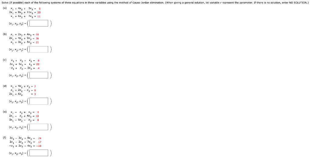Solved Solve (if possible) each of the following systems of | Chegg.com