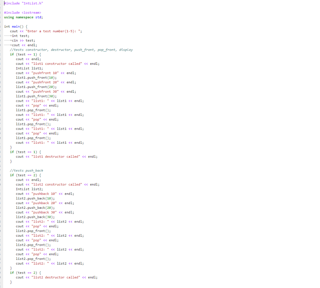 Solved IntList Lab Specifications You are required to come | Chegg.com