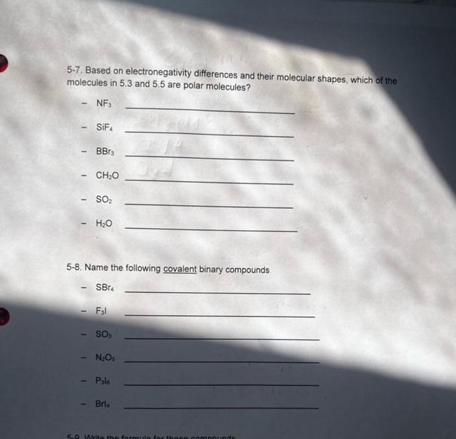 Solved based on electronegativity differences and their | Chegg.com