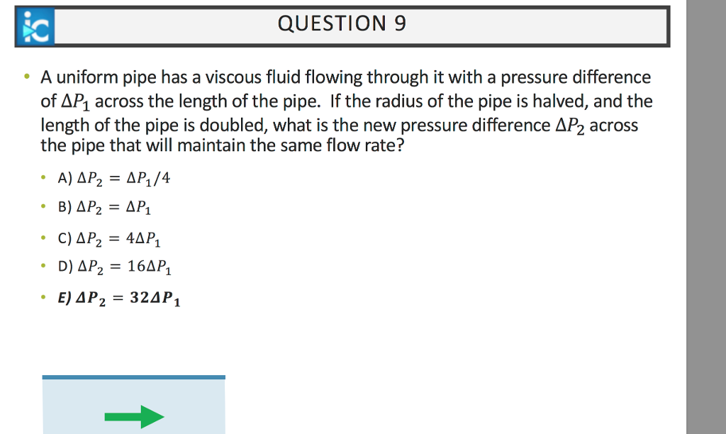 Solved A uniform pipe has a viscous fluid flowing through it | Chegg.com